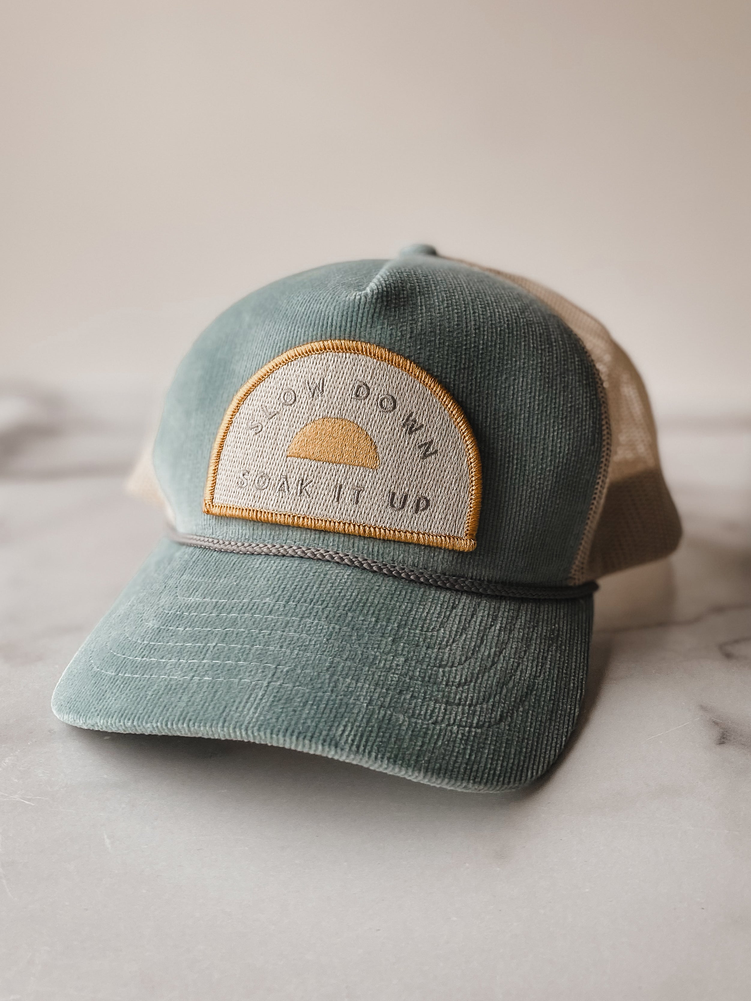 SLOW DOWN SOAK IT UP | TRUCKER HAT – Storied Folk & Co.